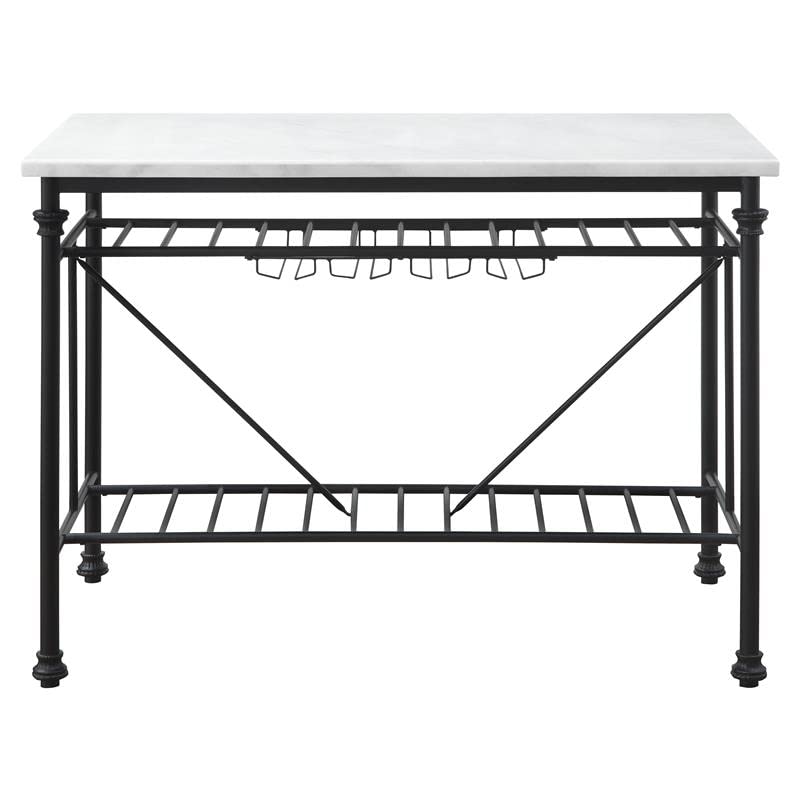 Acme Furniture Mera Kitchen Island, White Cultured Stone & Gray Finish