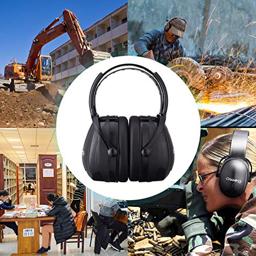 CHAMPS Noise Reduction Safety Ear Muffs, Shooting Hearing Protection Ear Muffs, Adjustable Headband, NRR 29dB for Shooting Hunting [Included Carrying Bag]
