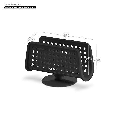 madesmart Sponge Caddy - SINKWARE Collection, Ventilation Holes, Soft Grip Surface & BPA-Free, Small, Carbon