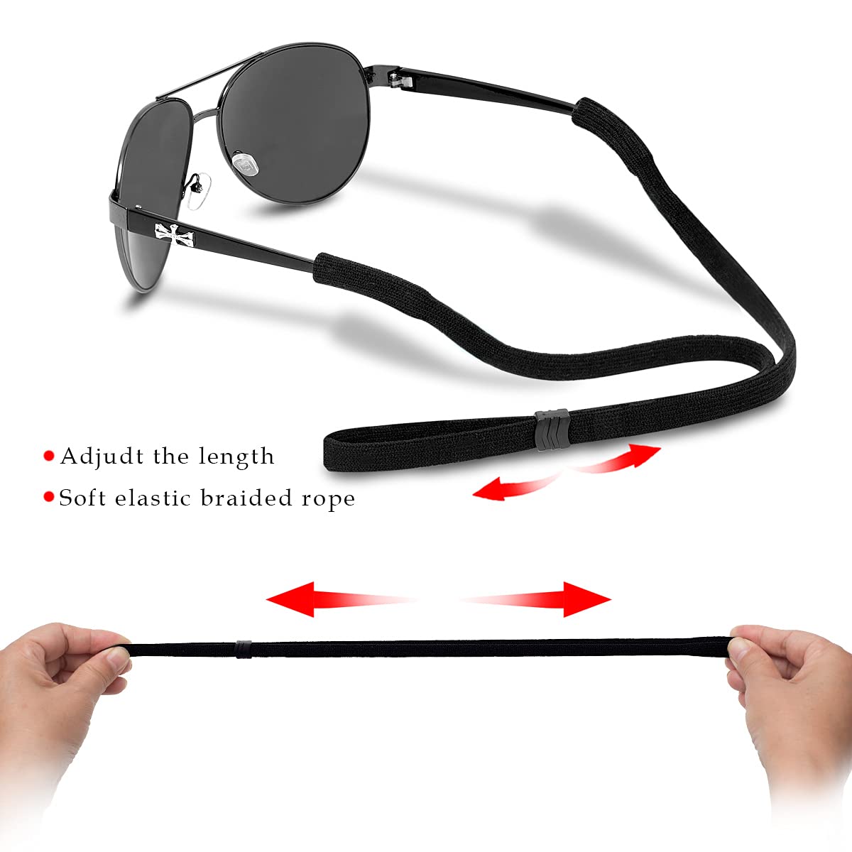 HALF CRESCEN Glasses Strap for Men Women (Pack of 2 Black) Keep Your Eyeglasses Close and Secure with our sunglasses strap