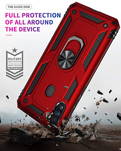 PUSHIMEI Samsung A11 Case,Galaxy A11 Case, Military Grade Heavy Duty Armor Protection Phone Case Cover with HD Screen Protector Magnetic Ring Kickstand for Samsung Galaxy A11 (Red Military Case)