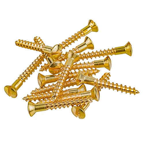 #6 x 5/8" Solid Brass Oval Countersunk Head Slot Drive Wood Screws | Pack of 25 | Self Tapping Screws for Wood Antique or Modern Furniture | SC-B658O (25)