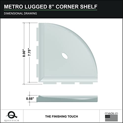 Questech Décor 8 Inch Corner Shower Shelf and 5 Inch Shower Caddy Soap Dish, Metro Lugged Back for New Construction, Mounted Bathroom Shower Organizer, Bright White Matte