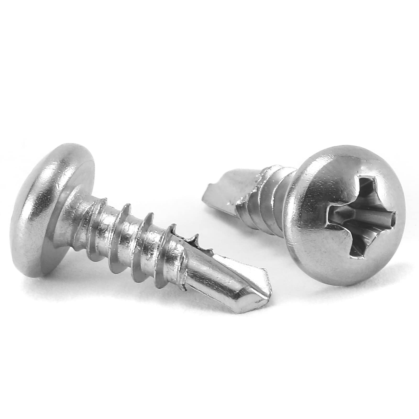 #8 x 1/2" Sheet Metal Screws 100Pcs 410 Stainless Steel Pan Head Fast Self Tapping Screws by SG TZH