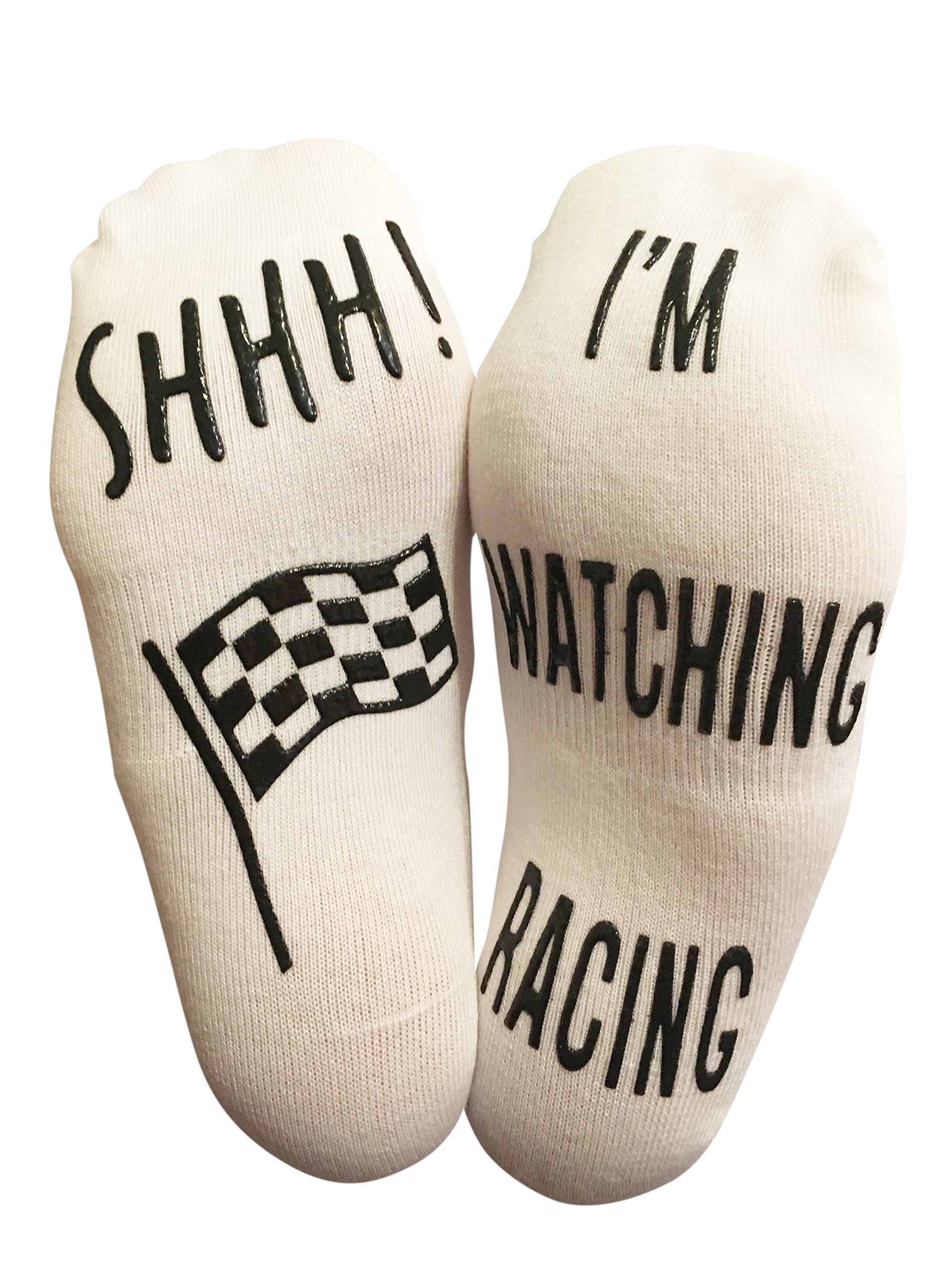 'SHHH I'm Watching Racing' Funny Ankle Socks - Perfect Ideal For Motorsport Racing Fans Lovers