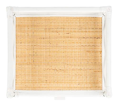 Safavieh Home Collection Rumi White and Natural Rattan 1-Drawer 1-Shelf Nightstand