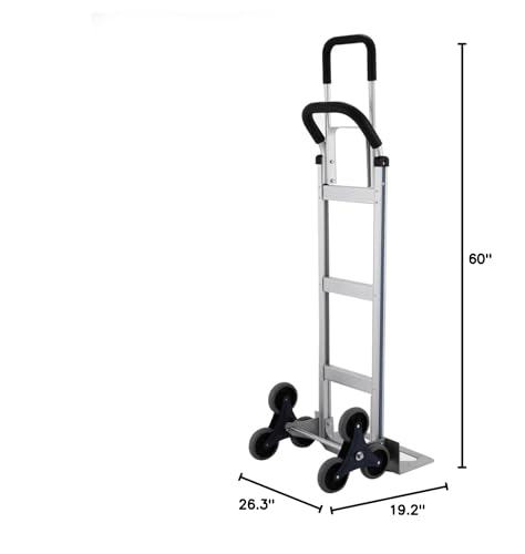 ZBPRESS Aluminum Stair Climber Hand Truck 550LBS Capacity Dolly Assisted Heavy Duty Utility Cart with Flat Free Wheels