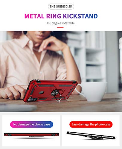 PUSHIMEI Samsung A11 Case,Galaxy A11 Case, Military Grade Heavy Duty Armor Protection Phone Case Cover with HD Screen Protector Magnetic Ring Kickstand for Samsung Galaxy A11 (Red Military Case)