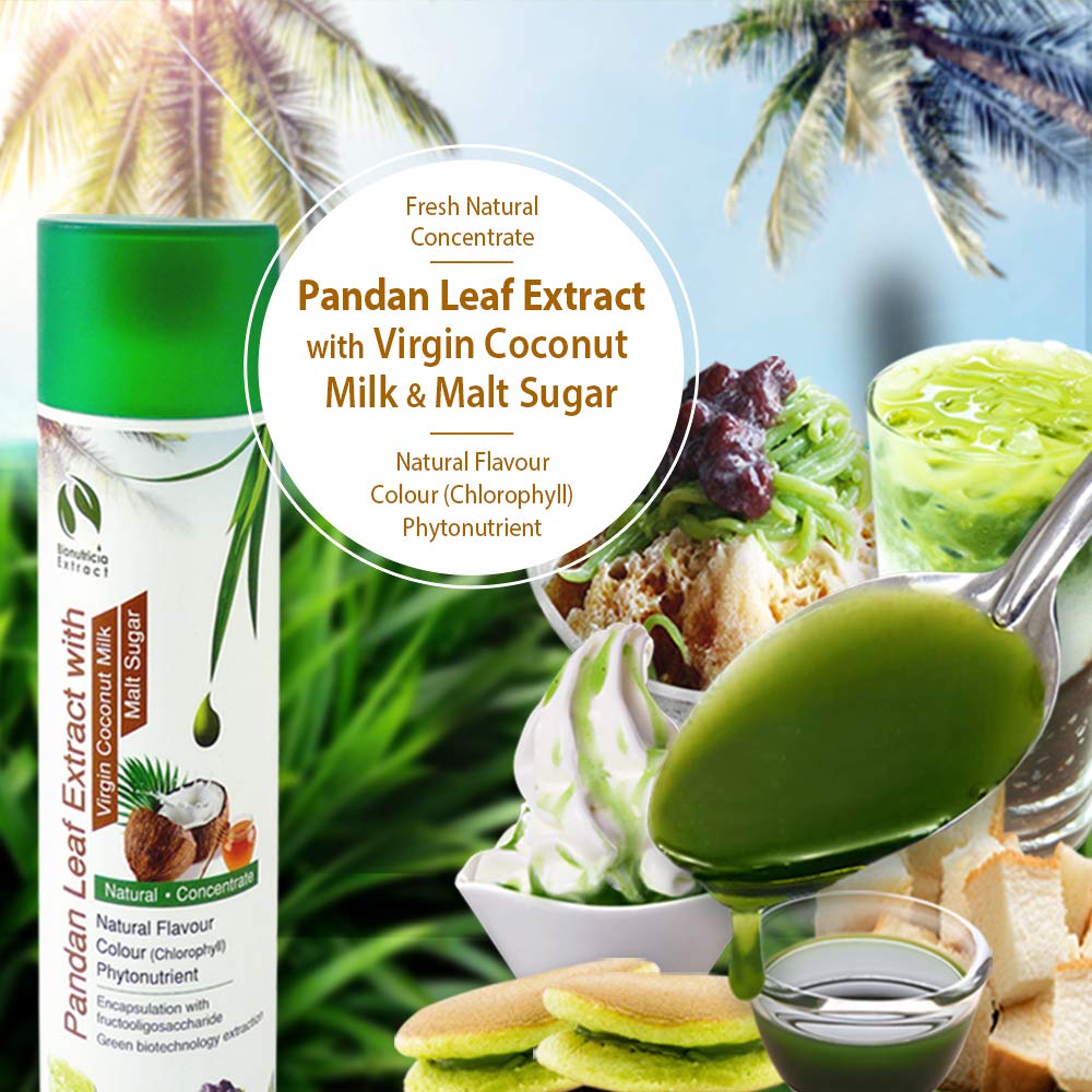 " Standardized Plant Extract Natural Asian Gourmet Baking Ingredient, Natural Flavor & Color Chlorophyll of Pandan Leaf Extract With Virgin Coconut Milk Concentrate for Bakery & Beverage (1000g)"
