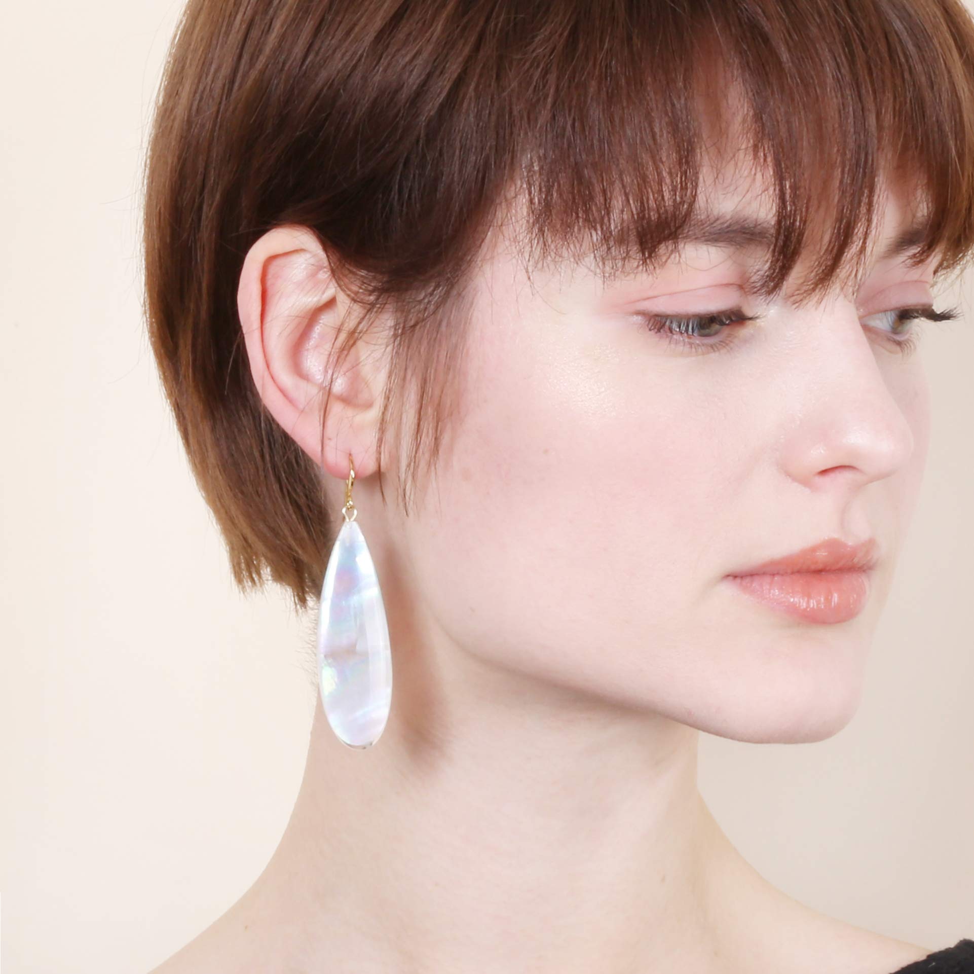 " Tears of Mermaids " Iridescent Long Teardrop Statement Dangle Drop Earrings for Women