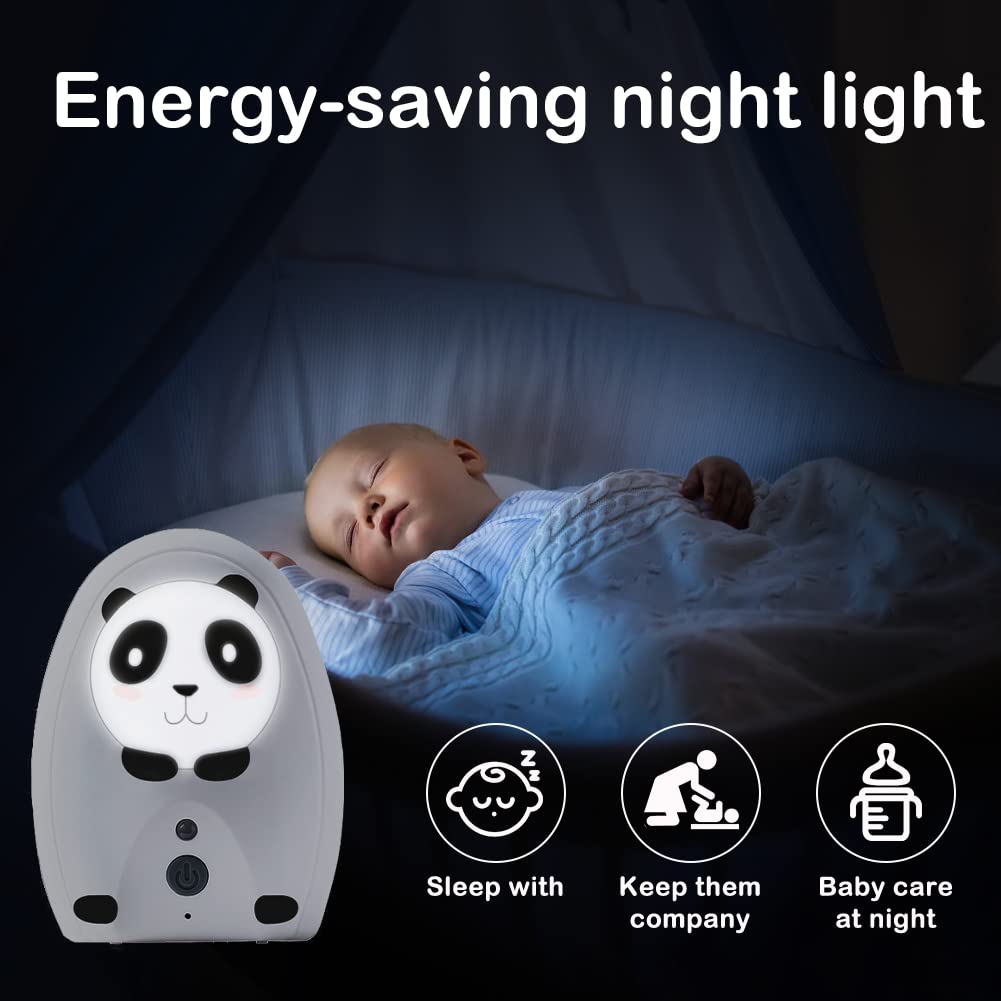 TimeFlys Audio Baby Monitor Digital Focus Panda Baby Monitor Two Way Talk Rechargeable Battery 1000 Feet Long Range USB Connection Paging Night Light Cute