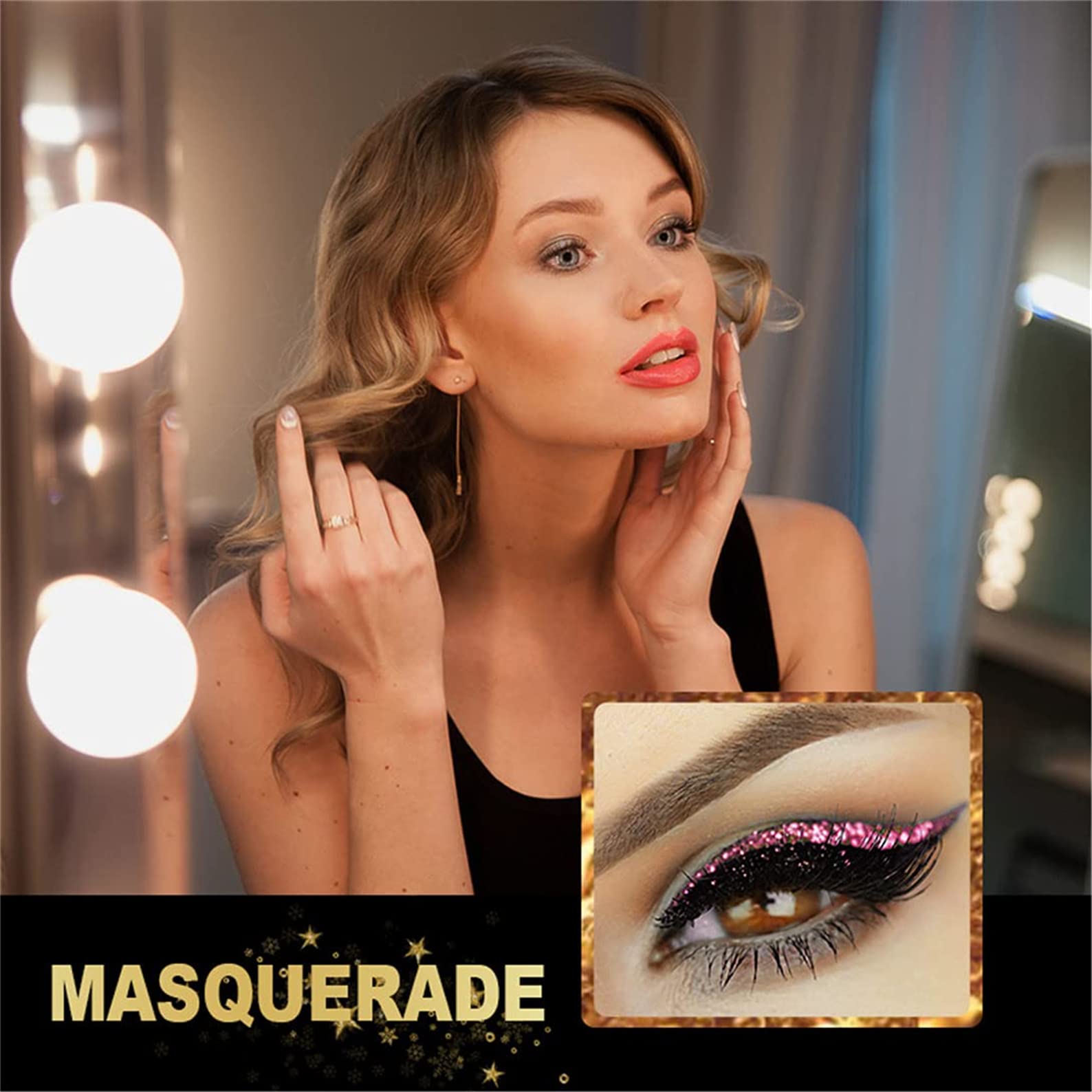 False Eyelashes,Reusable Eyeliner and Eyelash Stickers 7 Color Waterproof Reusable Eyeliner Eyelash Stickers Easy to Use and Remove,Women Make Up Eyeliner stickers