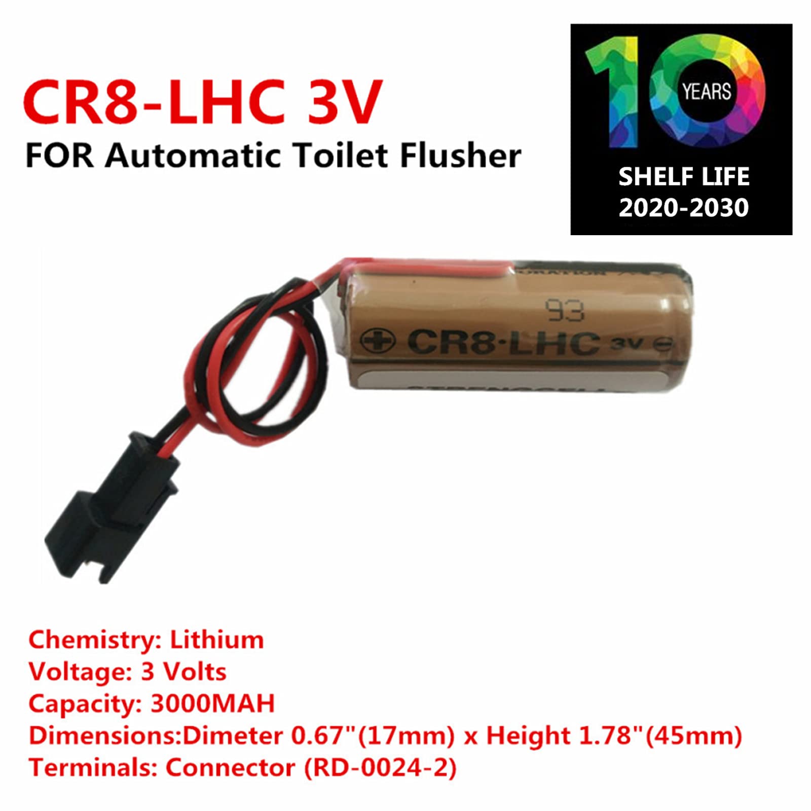 10 Pack STRENG-CELL Fdk Cr8.Lhc Replacement Battery Cr8 Lhc 3 Volt Lithium Automatic Flusher Toto Flusher Battery TH559EDV410R