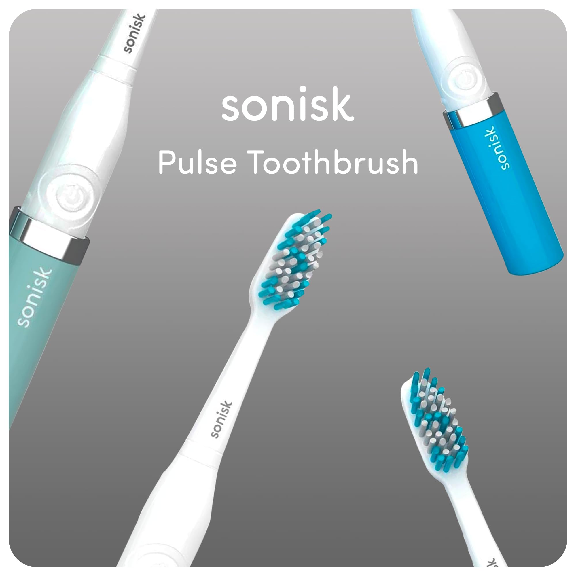 Sonisk Pulse | Battery Powered Electric Toothbrush | Sonic Technology | 1x Battery, 2X Brush Heads, 1x Travel Case Included | 31,000 Strokes Per Minute | Portable Size | Rose Gold