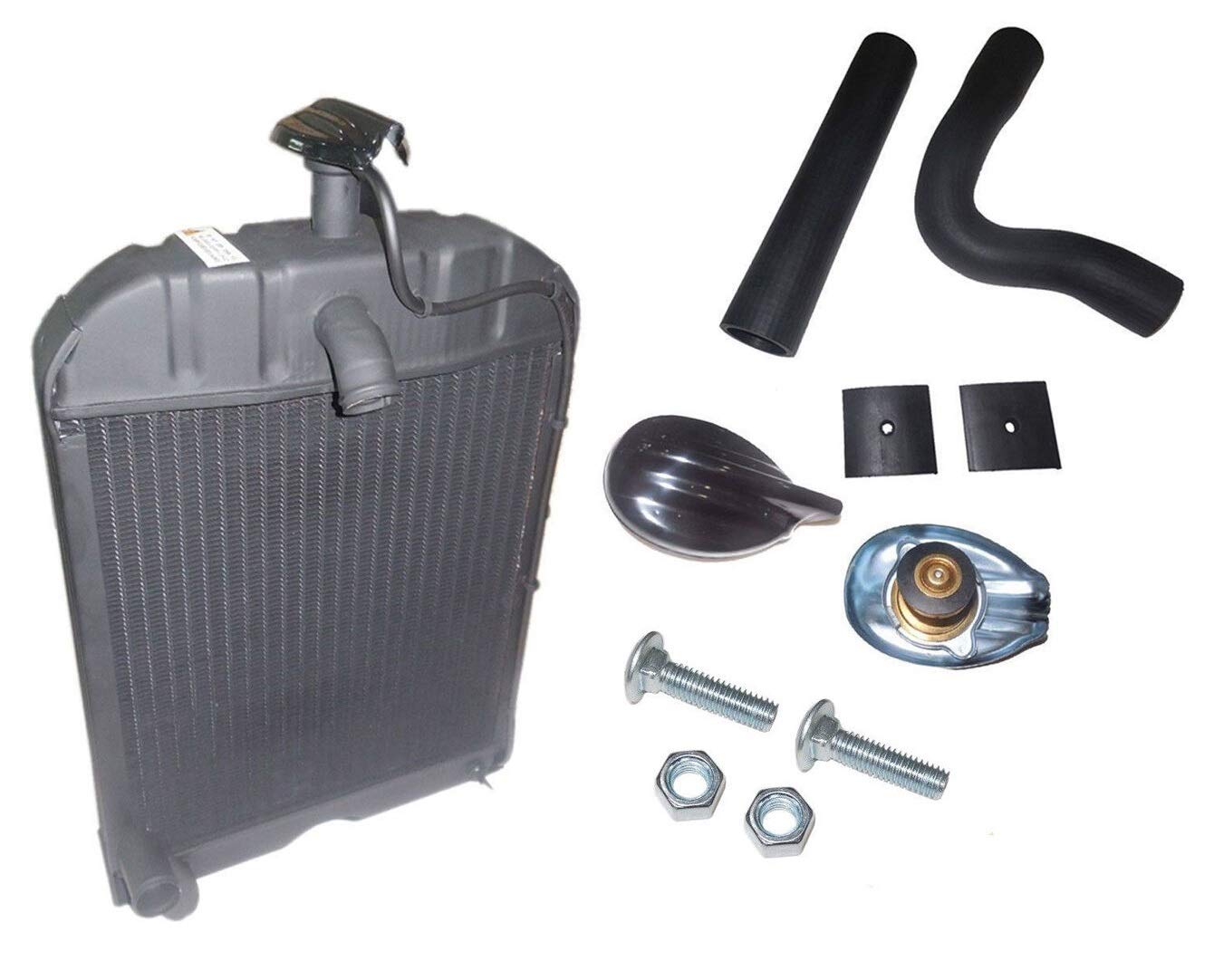 "8N8005" Radiato​r with Original style Cap, Hoses & Pad 2N 8N 9N [SPECIAL MOUNTING BOLTS & NUTS INCLUDED, COOPER CORE RAD] COMPATIBLE WITH Ford Tractor