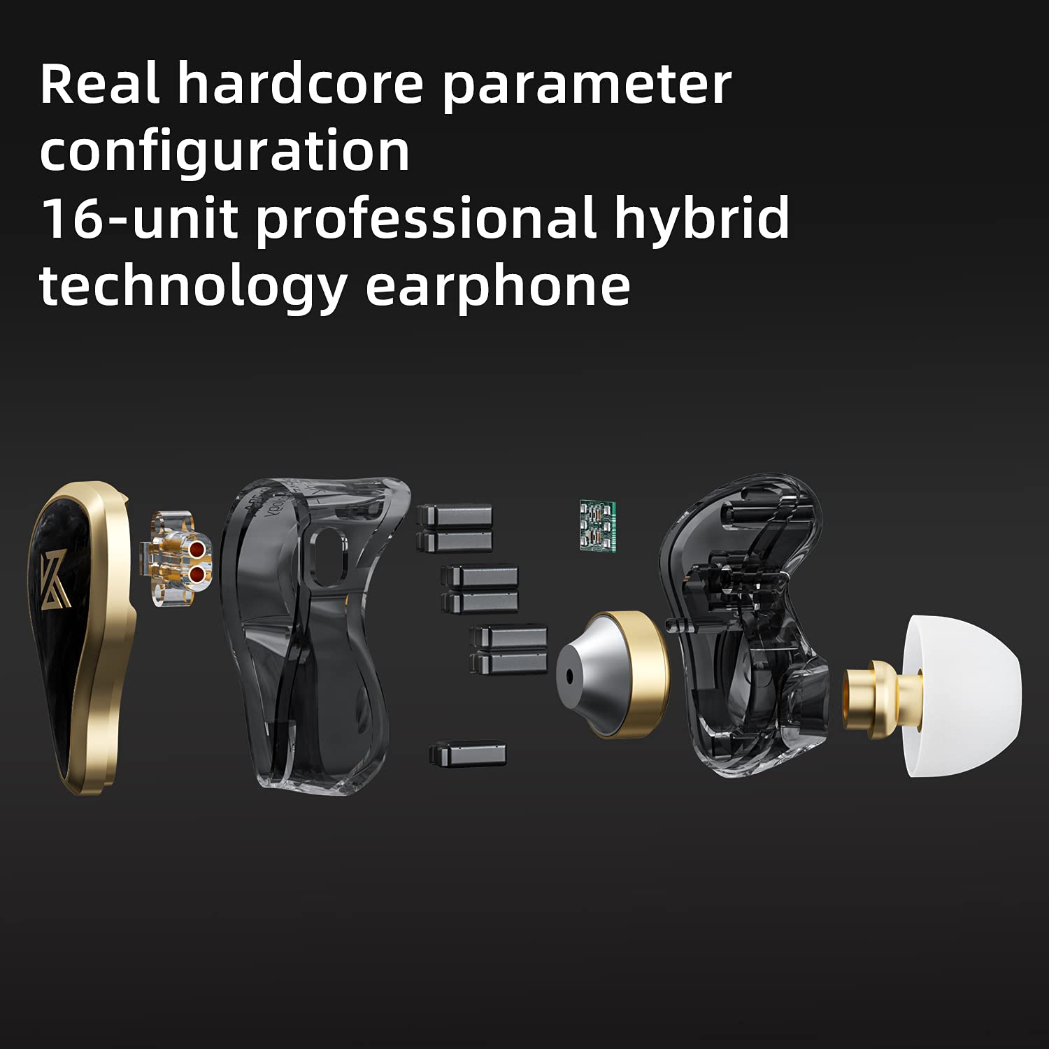KZ ZAS in Ear Monitor Earphone 7BA+1DD 16 Unit Hybrid Technology IEM Headphones Noise Cancelling, 8 Core Cable 3.5mm Jack Wired Earbuds (No Mic, White)