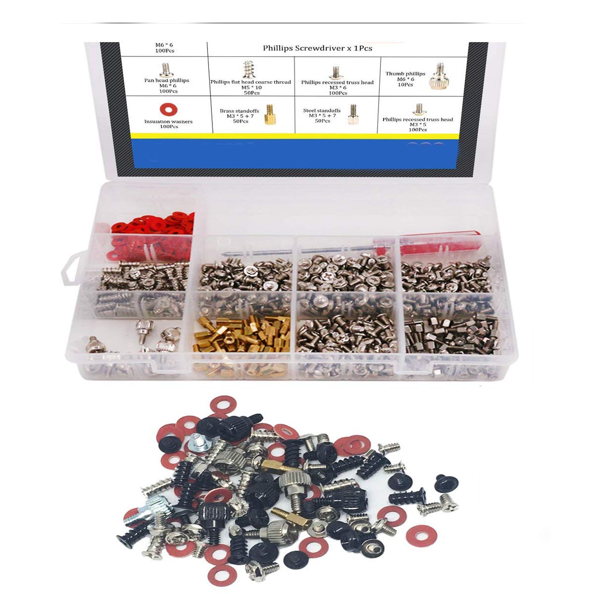 Chiloskit 420Pcs Computer PC Spacer Screws Assortment Kit Hard Drive Fan Phillips Head Motherboard Screws Set