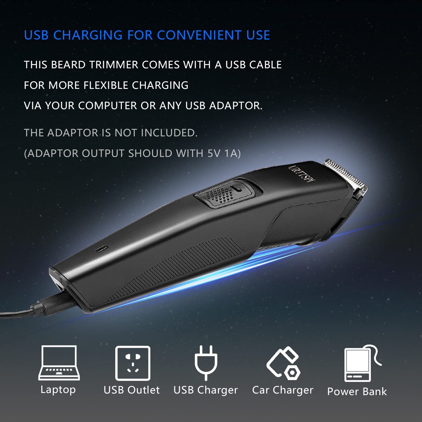URTTSPI Cordless, Rechargeable,Electric Beard Mustache Hair Precision Trimmer Coded Guide Comb for Men