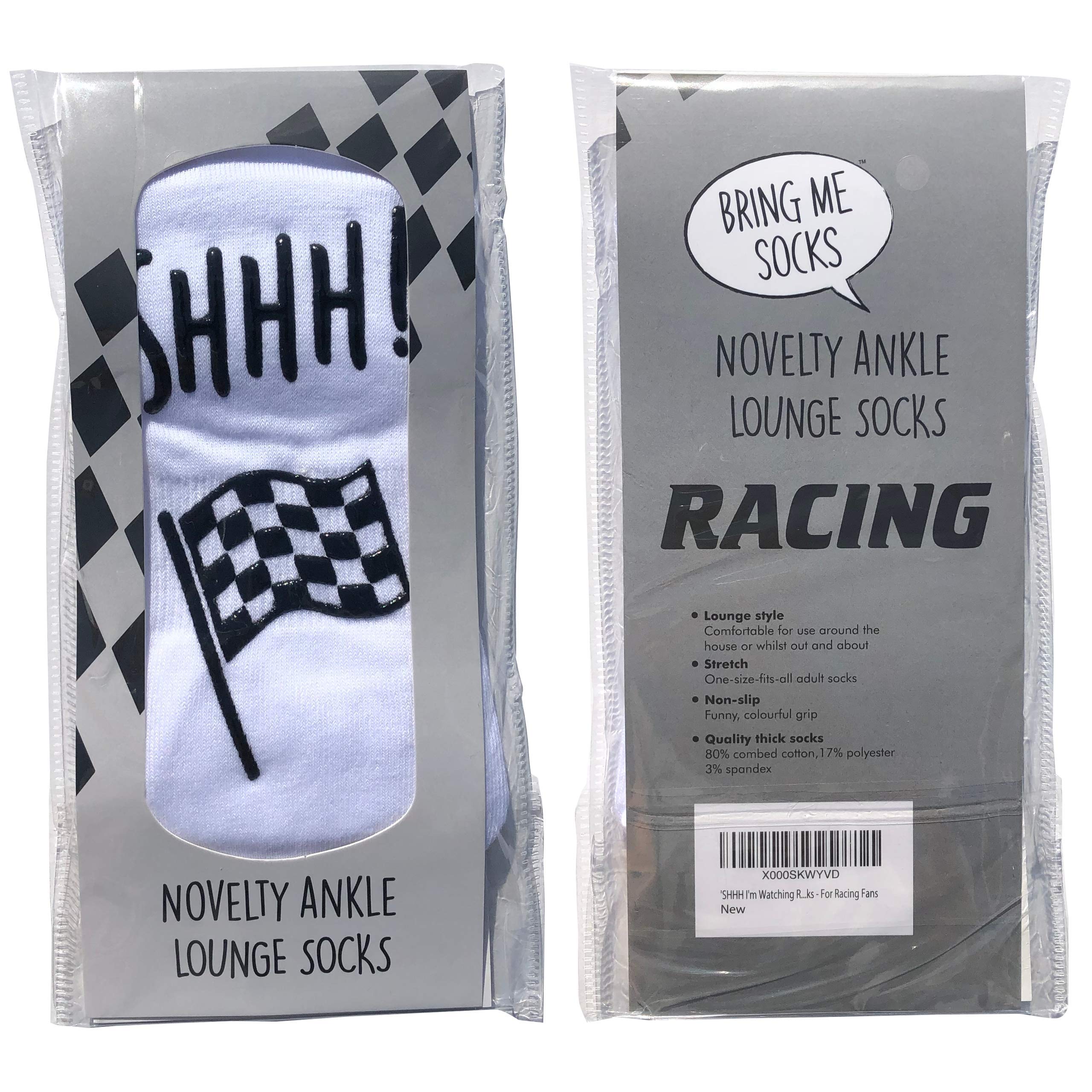 'SHHH I'm Watching Racing' Funny Ankle Socks - Perfect Ideal For Motorsport Racing Fans Lovers