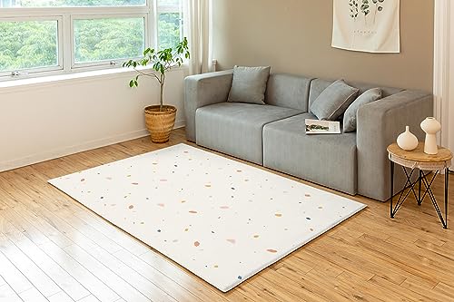 Parklon LaPure Soft Cushioned Baby Play Mat (Jelly Terrazzo + Sage Beige, One-Piece, Reversible, Water Resistant, Large)
