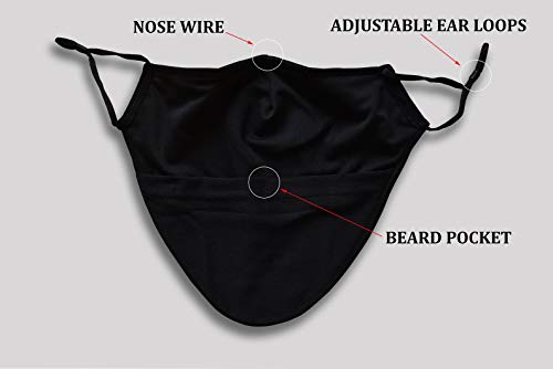 KT Valley Co. Beard Friendly Face Mask for Men with a Beard, Beard Protection for Bearded Men, Reusable and Comfortable