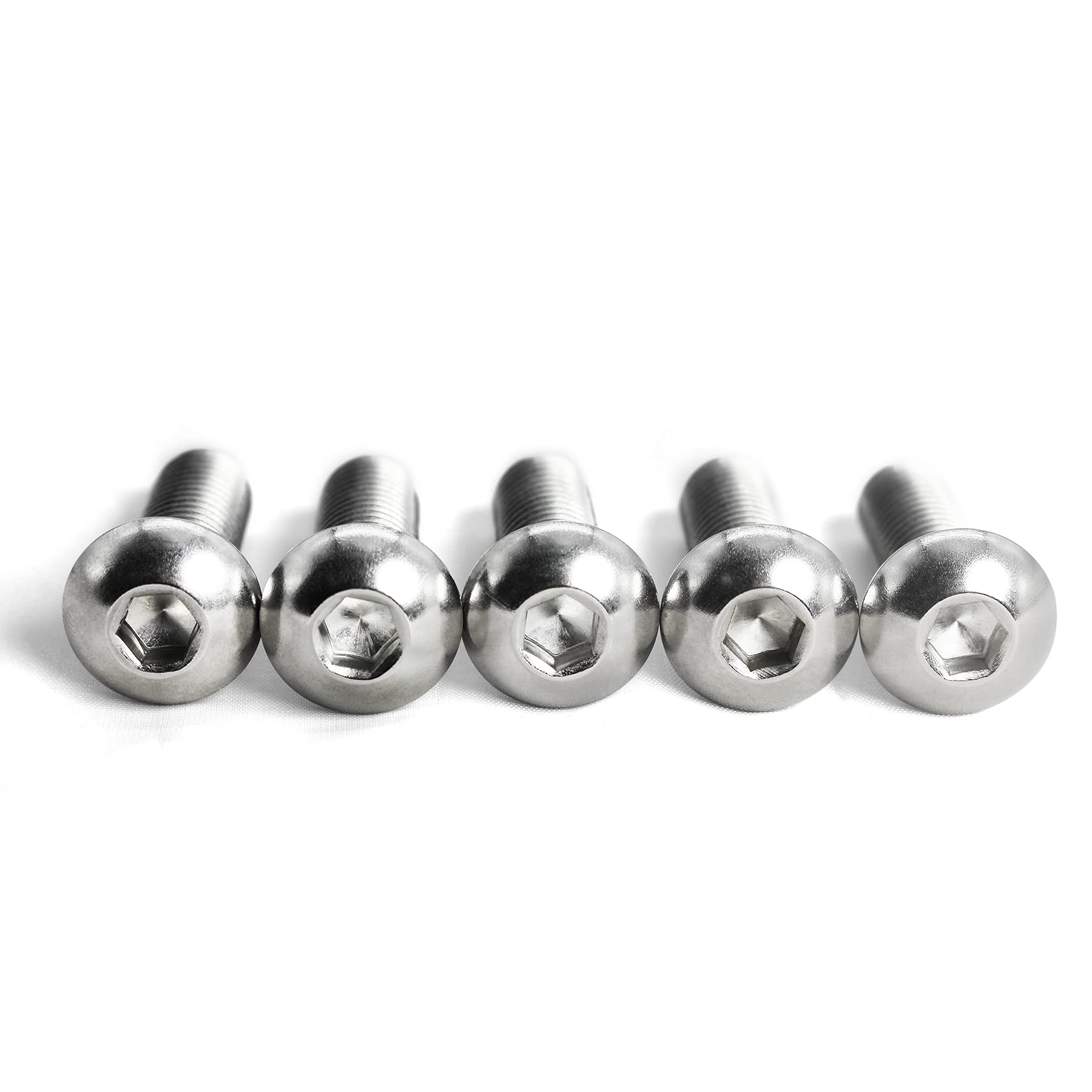 10-32 x 1/2 Button Head Socket Cap Bolts Screws, 304 Stainless Steel, Allen Hex Drive, Bright Finish, Fully Machine Thread 50PCS