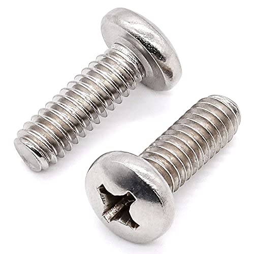 Glvaner #6-32 x 3/8" (100 pcs) Pan Head Machine Screws, 18/8 Stainless Steel 304, Phillips Drive Cross Round Head Machine Screws, Fully Threaded, Machine Coarse Thread