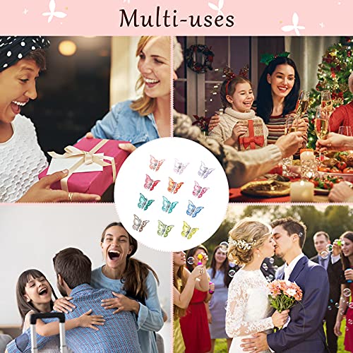 100 Butterfly Hair Accessories for Women - Mini Clips with Box, 90s Retro Style (Clear Color)