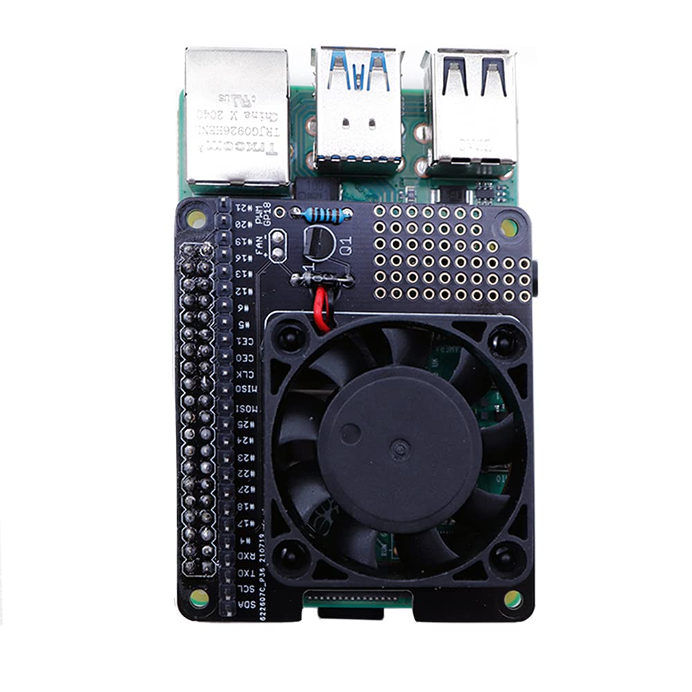 Treedix Compatible with Raspberry 4/4B Fan Hat Heatsink Kit GPIO Expansion Board with PWM Controllable Single Cooling Fan DC 5V