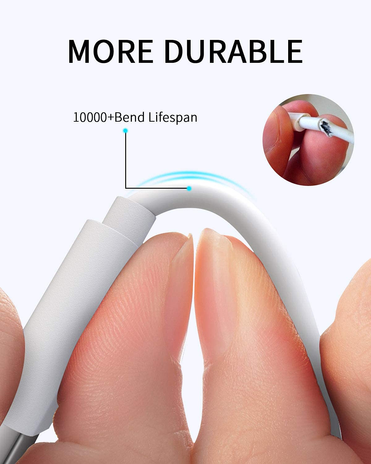 FEIYIU USB Charger Charging Cable Cord Compatible for Ring Enabled Wi-Fi Video Doorbell (2020 Release) 2/3/3 Plus/4, Peephole Cam, Camera Battery Charging Cable(6.6ft White)