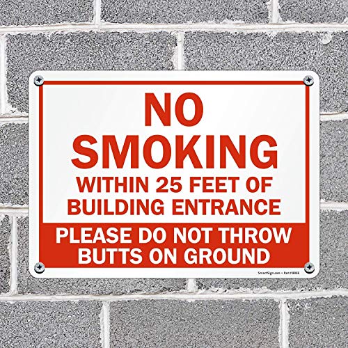 "No Smoking Within 25 Feet of Building Entrance" Sign by SmartSign | 10" x 14" Plastic