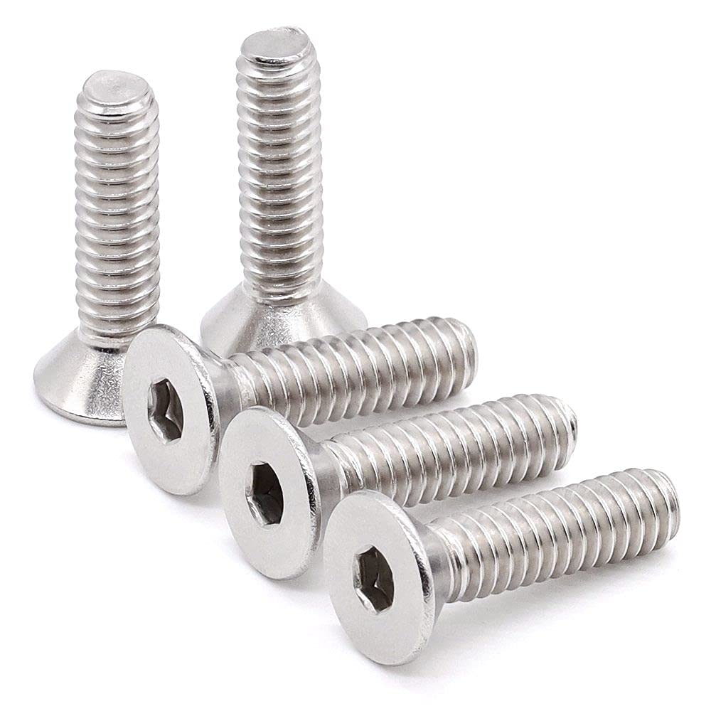 Glvaner 10-24 x 1/2" (60 pcs) Flat Head Socket Cap Screws Bolts, 304 Stainless Steel 18/8, Countersunk Head Socket Cap Screws, Allen Hex Drive, Full Thread