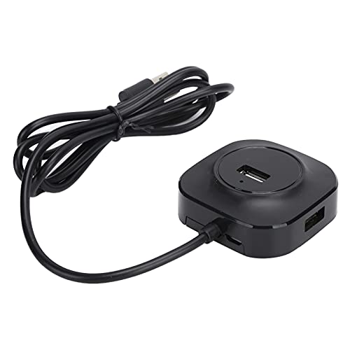 USB Hub, 4 USB2.0 Ports Adapter Charger, Ultra Slim Data Splitter PVC, 1.2 Meter / 3.9ft, Plug and Play, for Flash Hard Disk Keyboard 2.0