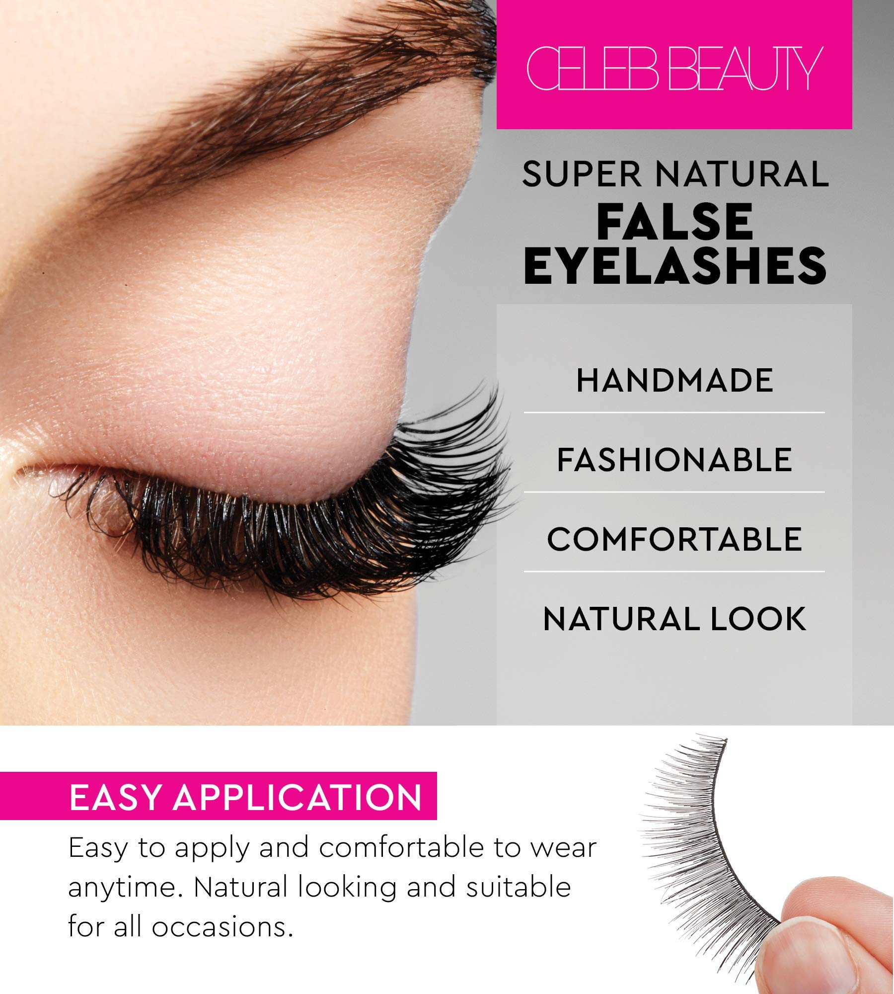 Celeb Beauty Eyelash Splashes 100 Pair Faux Lashes Variety Pack – Reusable Fake Eyelashes in 10 Styles – Hypoallergenic Strip False Lashes Set with Soft Natural, Fluttery Wispies, & Dramatic Falsies