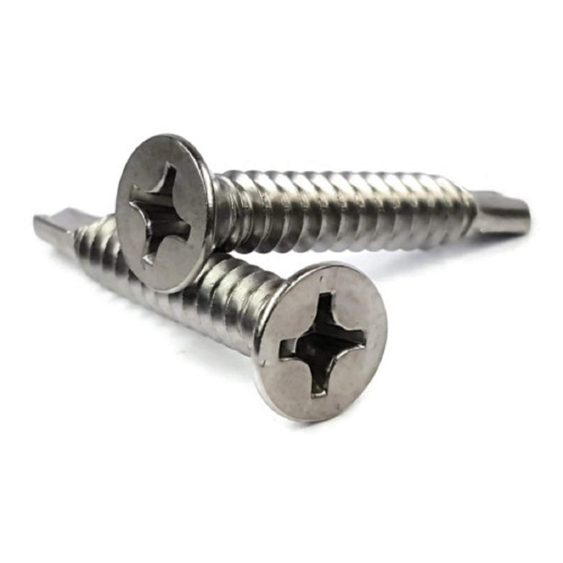 #12 Phillips Flat Head Self Drilling Screws 410 Stainless Steel TEK Sheet Metal Screws #12 x 1-1/4 inch Qty 100