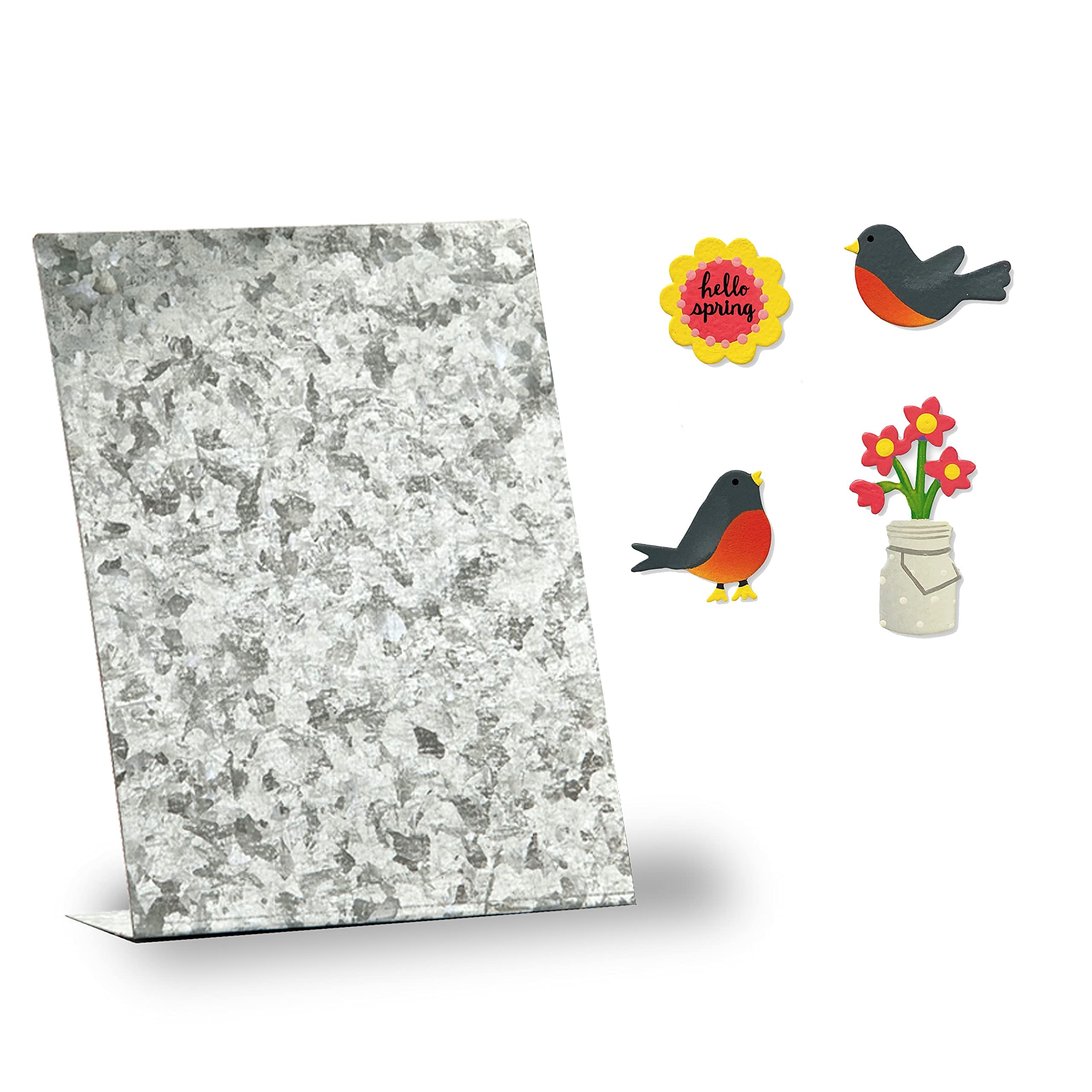 ?Galvanized Metal Photo Board Home and Office Decor Includes Spring Magnet Set, by Roeda Studio