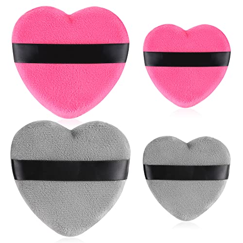 Molain Heart Shape Makeup Blendiful Puffs, 4PCS Cotton Powder Puff, Makeup Tool, Beauty Sponges Blender Cleanser