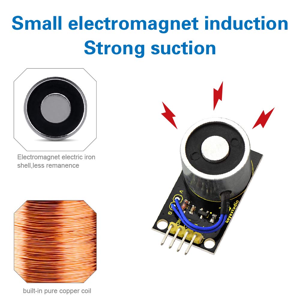KEYESTUDIO 5V DC Force Electric Lifting Magnet Solenoid Electromagnet Module for Arduino