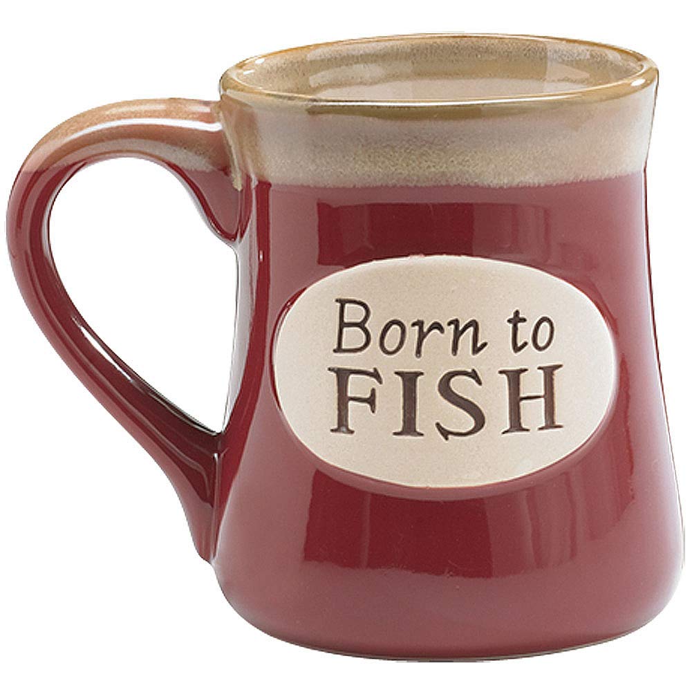 "Born To Fish" Coffee Mug with Fisherman's Serenity Prayer Great Fishing Gift
