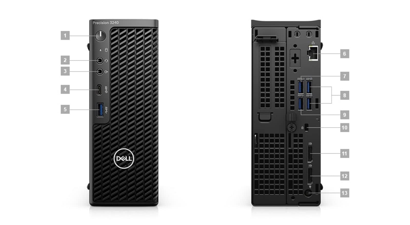Dell Precision T3240 Workstation Desktop | Core i9-10900 - 512GB SSD Hard Drive - 16GB RAM - Nvidia Quadro P400 | 10 cores @ 5.2 GHz - 2GB GDDR5 Win 10 Pro Black