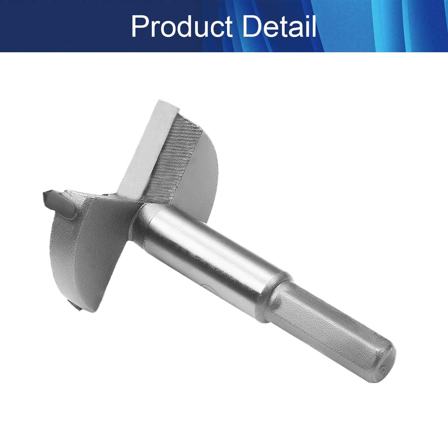 Hegebeck Forstner Drill Bit, 50mm Carbide Woodworking Hole Saw, Wood Drilling Cutter Boring Drill Bits with Hex Handle, for Wood, Plastic, Plywood, Grey