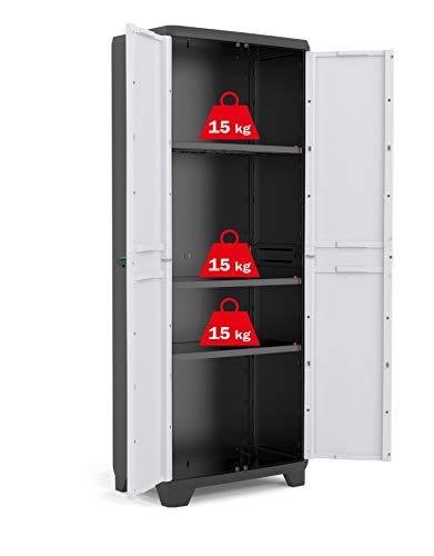 'Kis Plastic Cupboard Linear High, Light Grey/Black, 9724000 0616 02