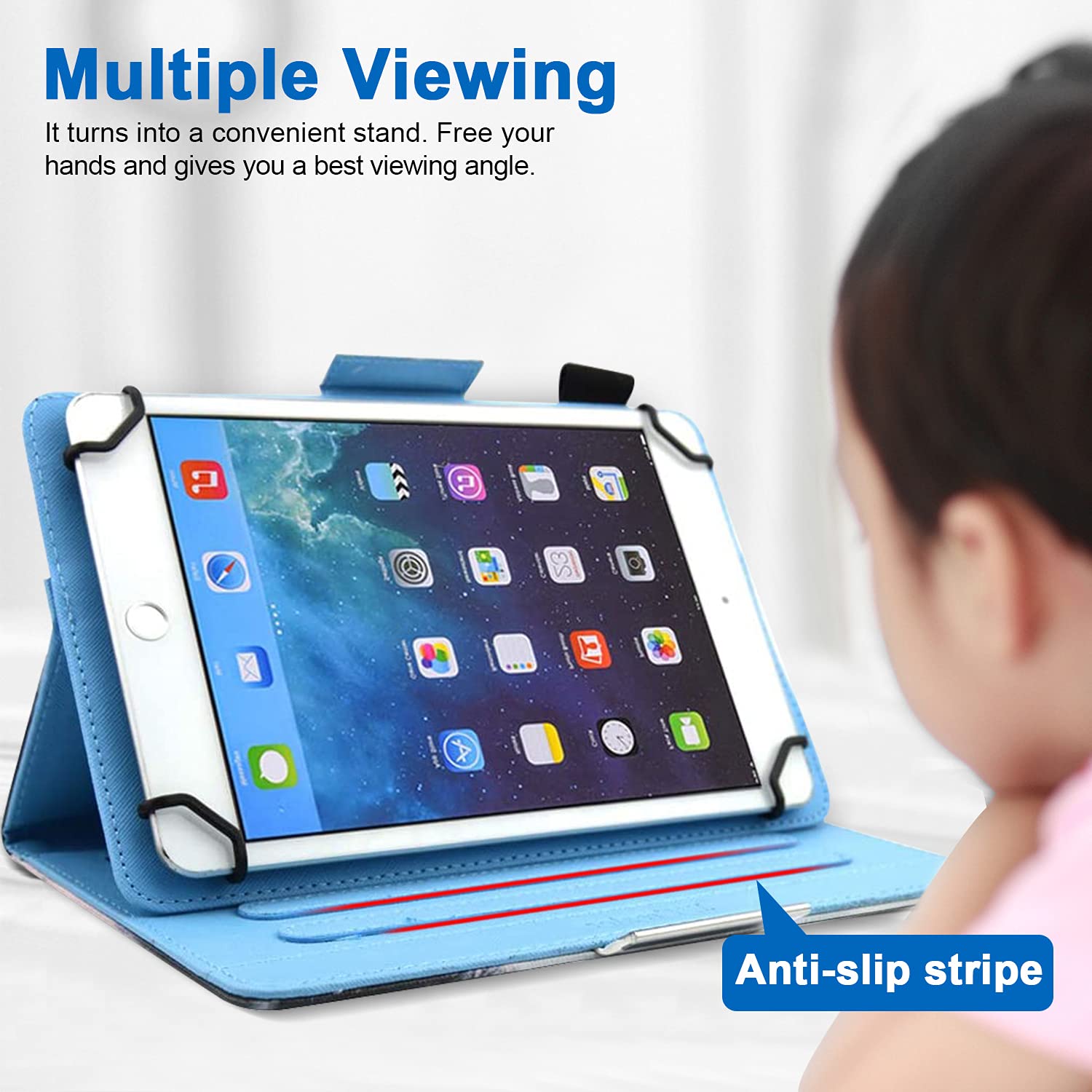 JZCreater 10 Inch Tablet Case, Universal 10 10.1 Inch Android Tablet Cover, Multi-Angle Viewing Stand Case for 9.5-10.5 Inch Tablet, Purple Butterfly