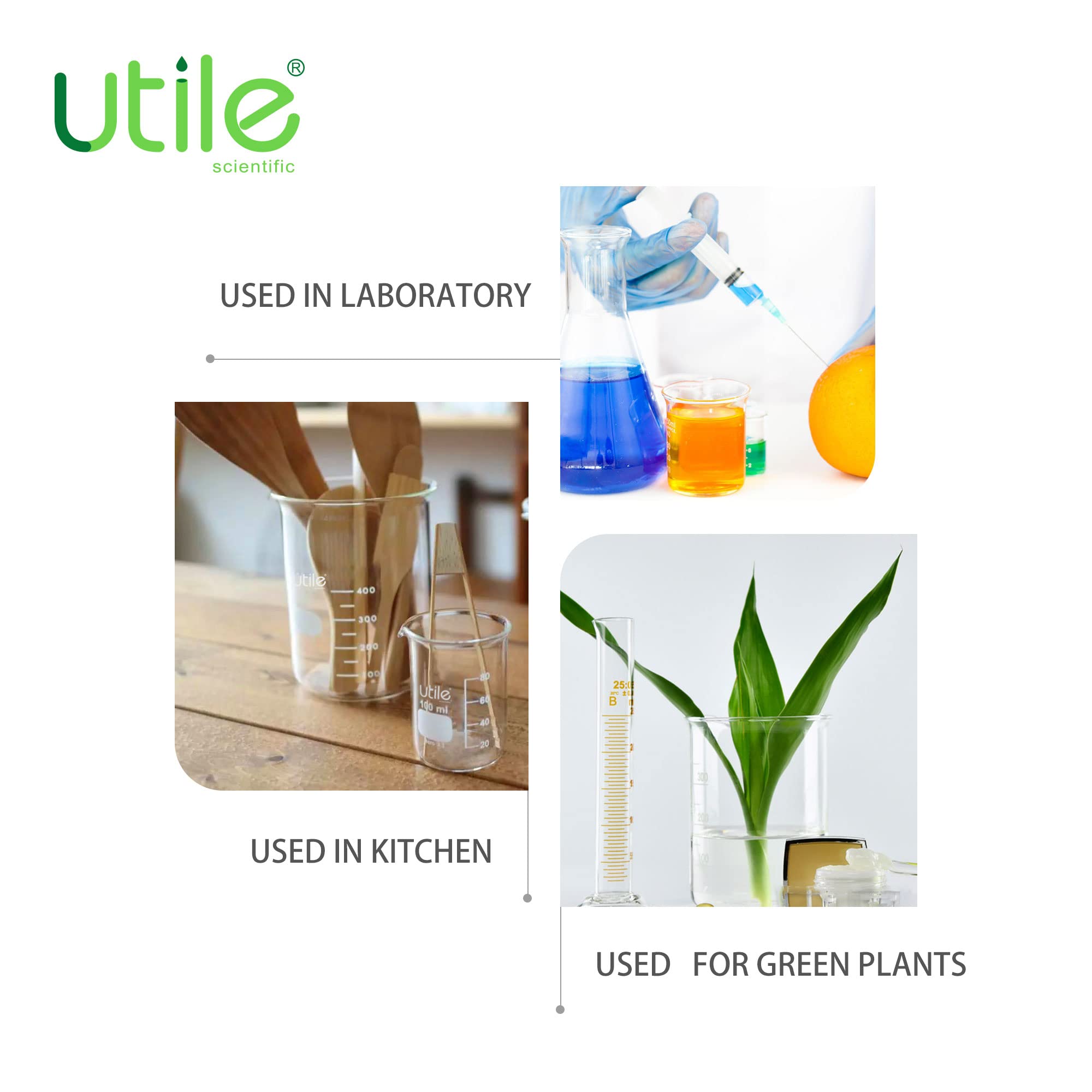 Utile 6pcs of 1.7oz(50ml) Tall Form Glass Beakers, Shot Glass, Borosilicate 3.3 Glass with Printed Graduation, 4001.0050.6