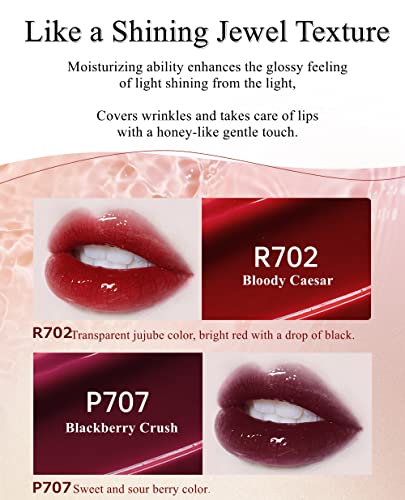 COLORKEY Lip Gloss Mirror Series, Hydrating Lip Gloss with Essential oil, High Shine Glossy Lip Tint, Hydrated & Fuller-looking Lips, Long-Lasting Liquid Lipstick(P710)