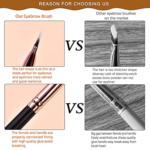Duo Eyebrow Brush, Eyebrow Brush Eyelash Comb and Eye Shadow Brush, Professional Angled Eye Brow Brush and Spoolie Brush Set (Black)