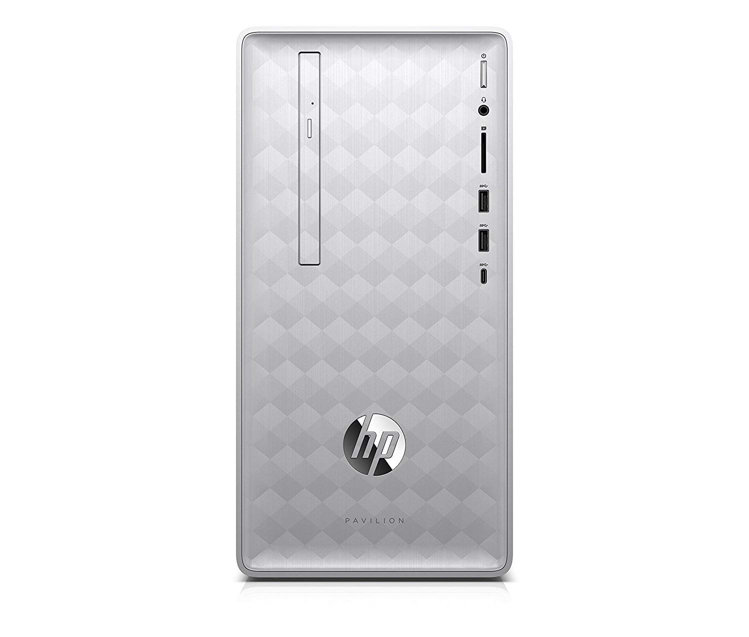 HP Pavilion 590-p0039 Desktop PC - AMD A12-9800 3.8GHz, 16GB, 1TB HDD, DVDRW, Bluetooth, USB Keyboard & Mouse, Windows 10 Home - Natural Silver (Renewed)
