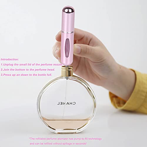 TIGERMILLION Portable 5ml Atomizer Bottle, Mini refillable perfume Spray, Scent Pump Case, perfume atomizer Refillable Travel Pack of 4pcs