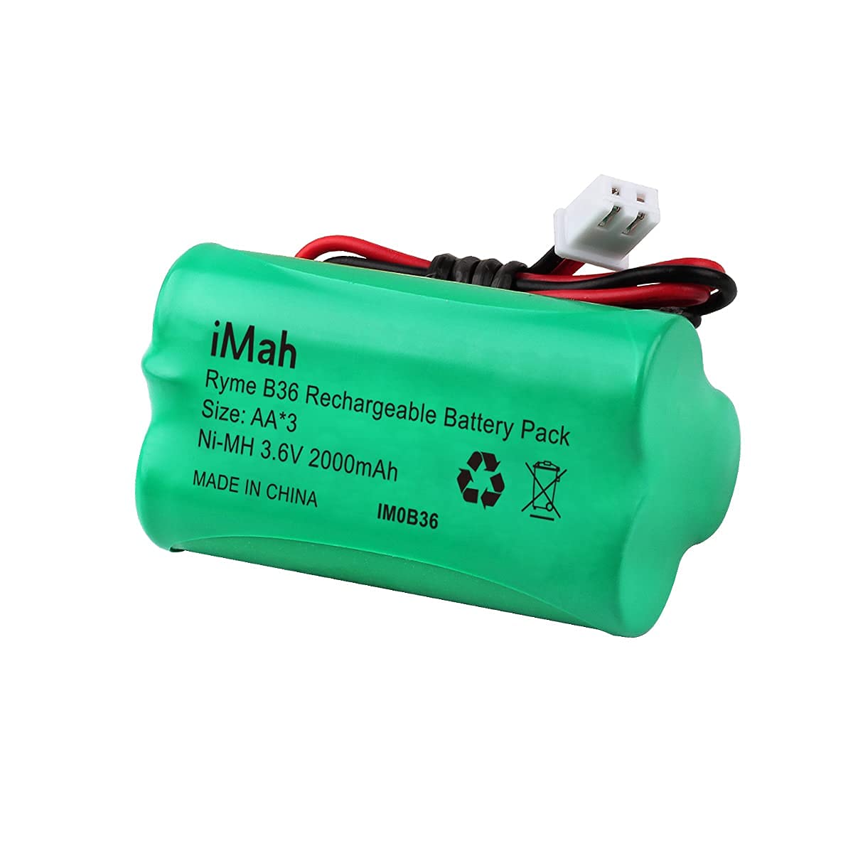 iMah Ryme B36 3-Cell AA 3.6V 2000mAh Battery Replacement for Craftsman 73904 Flashlight,