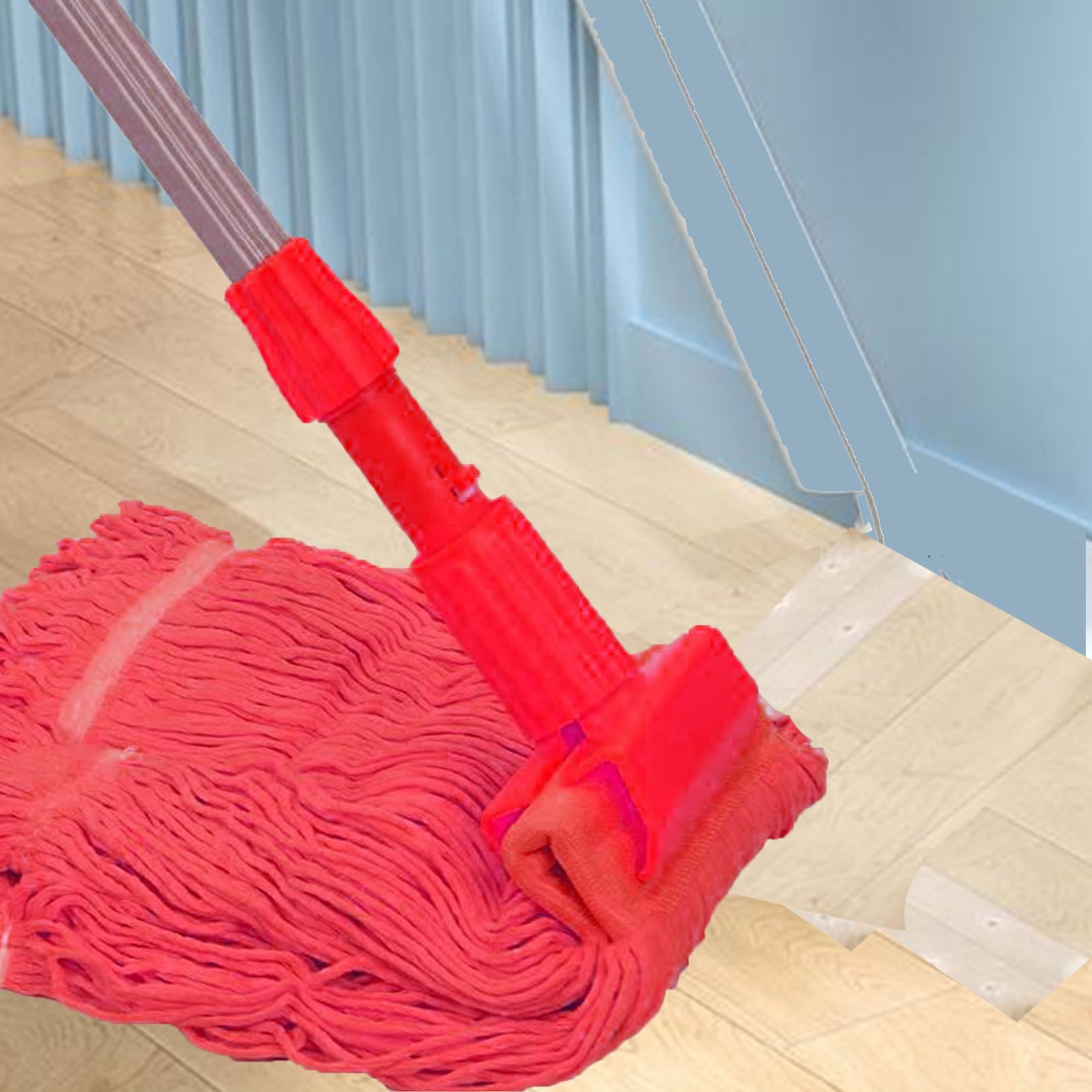 Heavy Duty Wet Industrial Cleaning Mop Head – Mop Head Replacement Perfect Cotton Washable Mop Head Replacement for Commercial & Home Cleaning(RED)